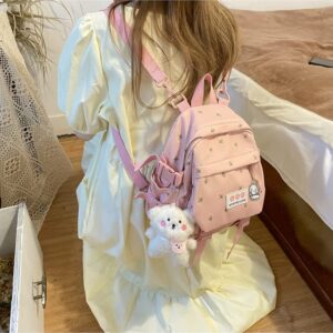 kakarin choyx Aesthetic Backpack 10.6 Inch Kawaii Backpack With Pendant Mini Backpack Cute Backpack Japanese Bag Flowers Backpack (Pink)