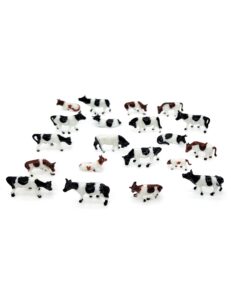 cwbping 20pcs 1:87 ho scale model painted farm animals miniature cows for model railway layout mini model farm landscape making