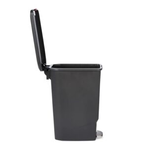 Amazon Basics Narrow Kitchen Plastic Rectangular Trash Can with Steel Pedal, Black, 40 Liters