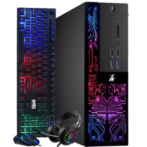 gaming pc desktop, intel core i3-6500, techmagnet siwa 6, 16gb ram, 240gb ssd (fast boot), 1tb hdd, amd rx 550 4gb ddr5, wifi, rgb headphone keyboard mouse, windows 10 professional (renewed)