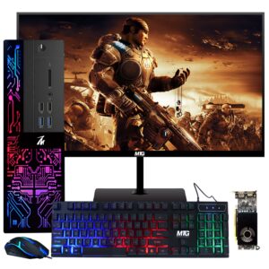 gaming pc desktop, intel core i3-6100, techmagnet siwa 6, 16gb ram, 240gb ssd (fast boot), 2tb hdd, amd rx 550 4gb ddr5, new mtg 24" monitor, rgb speakers keyboard mouse windows 10 pro (renewed)