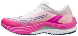 mizuno women's wave rebellion flash running shoe, white/silver, 8