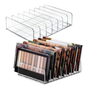 vowcarol eyeshadow palette organizer, acrylic 7-section divided makeup palette organizer holder - clear 2 pack