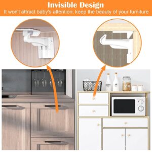 4 Pack - Cabinet Locks Baby Proofing for Cabinets, Drawers, Cupboards - Adhesive Easy Installation