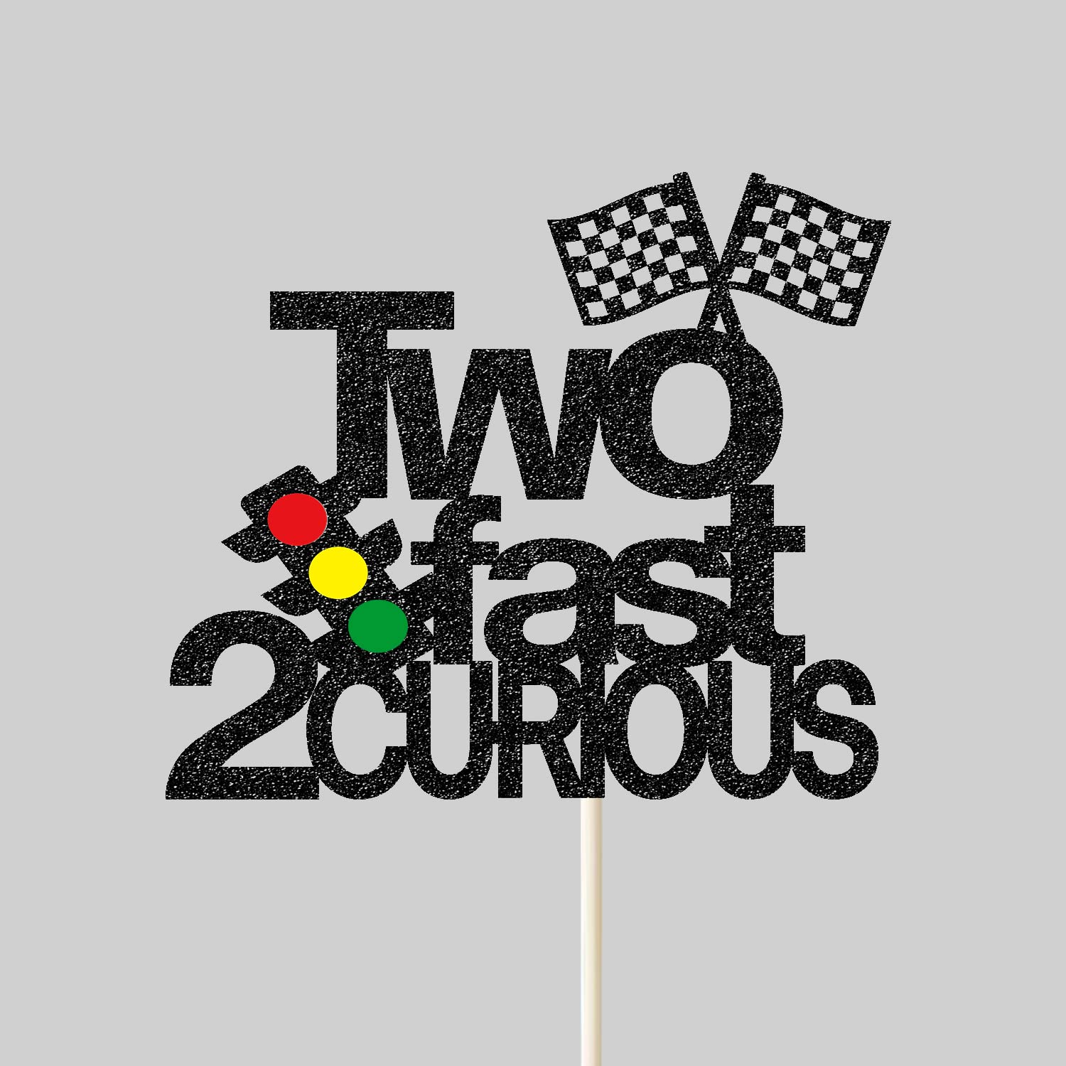 Two Fast Cake Topper Two Fast 2 Curious Racing 2nd Birthday Cake Topper Glitter Second Birthday cake topper for Boys Girls 2nd Bday Racing Themed Car Birthday Decoration Party Supplies