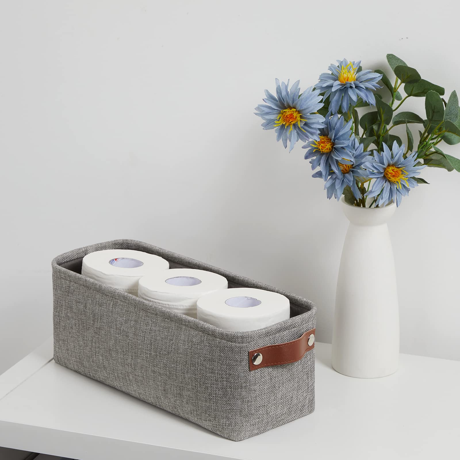 DULLEMELO Collapsible Bundle Baskets 6 Small Baskets 11.8"x7.9"x5.1" + 2 Narrow Baskets 15"x6"x5.5"（Grey)