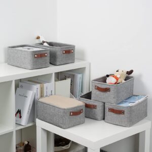 DULLEMELO Collapsible Bundle Baskets 6 Small Baskets 11.8"x7.9"x5.1" + 2 Narrow Baskets 15"x6"x5.5"（Grey)