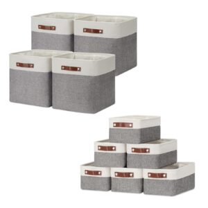 dullemelo collapsible bundle baskets 4 cube baskets 13"x13"x13" + 6 small baskets 11.8"x7.9"x5.1"（white&grey