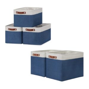 dullemelo collapsible bundle baskets 3 medium baskets 15"x11"x9.5" + 2 large baskets 16"x12"x12"（white&blue)