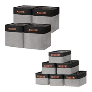 dullemelo collapsible bundle baskets 4 cube baskets 13"x13"x13" + 6 small baskets 11.8"x7.9"x5.1"（black&grey)