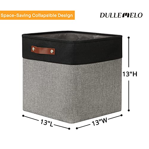 DULLEMELO Collapsible Bundle Baskets 4 Cube Baskets 13"x13"x13" + 6 Small Baskets 11.8"x7.9"x5.1"（Black&Grey)