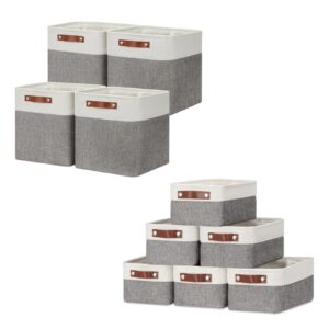 dullemelo collapsible bundle baskets 4 cube baskets 12"x12"x12" + 6 small baskets 11.8"x7.9"x5.1"（white&grey)