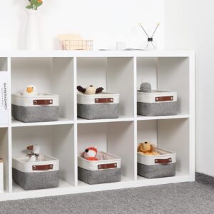 DULLEMELO Collapsible Bundle Baskets 4 Cube Baskets 12"x12"x12" + 6 Small Baskets 11.8"x7.9"x5.1"（White&Grey)