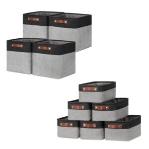 dullemelo collapsible bundle baskets 4 cube baskets 12"x12"x12" + 6 small baskets 11.8"x7.9"x5.1"（black&grey