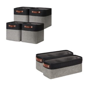 dullemelo collapsible bundle baskets 4 cube baskets 11"x11"x11" + 2 narrow baskets 15"x6"x5.5"（black&grey)