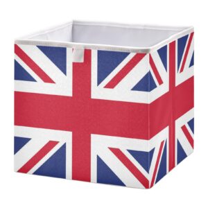 alaza british flag union jack london 11 inch cube storage bin organizer foldable basket for closet cabinet shelf office