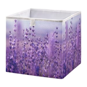 alaza lavender flower purple floral storage bin organizer foldable basket for closet cabinet shelf office 15.75 x 10.63 x 6.96 inch