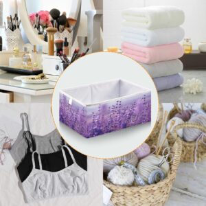 ALAZA Lavender Flower Purple Floral Storage Bin Organizer Foldable Basket for Closet Cabinet Shelf Office 15.75 x 10.63 x 6.96 Inch