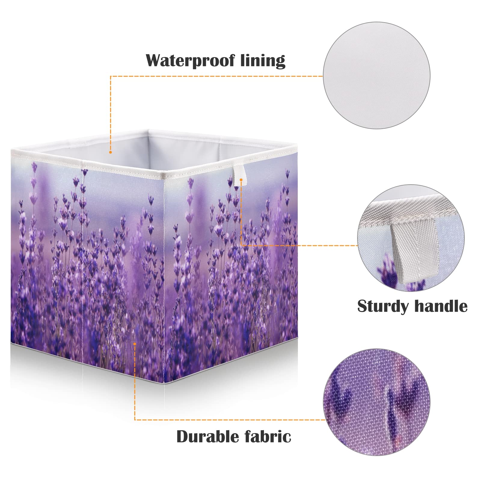 ALAZA Lavender Flower Purple Floral Storage Bin Organizer Foldable Basket for Closet Cabinet Shelf Office 15.75 x 10.63 x 6.96 Inch