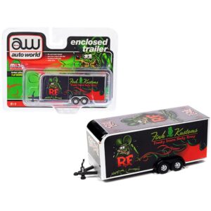 4-wheel enclosed car trailer rat fink 1/64 diecast model by autoworld cp7894