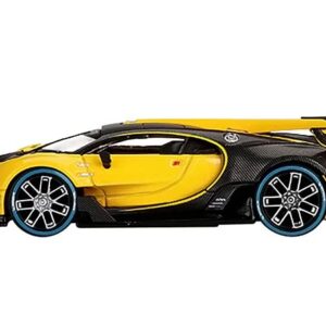 MINI GT Bugatti Vision Gran Turismo Yellow and Carbon 1/64 Diecast Model Car by True Scale Miniatures MGT00317