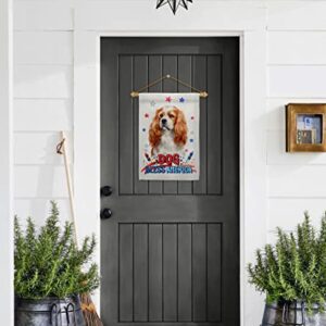 Breeze Decor Patriotic Cavalier King Spaniel Garden Flag-Set Wood Dowel Dog Puppy Spoiled Paw Canine Fur Pet Nature Farm Animal Creature House Banner Small Yard Gift Double-Sided, Made in USA