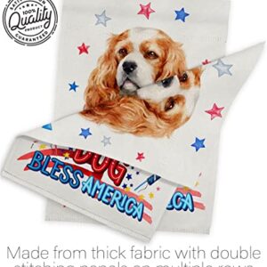 Breeze Decor Patriotic Cavalier King Spaniel Garden Flag-Set Wood Dowel Dog Puppy Spoiled Paw Canine Fur Pet Nature Farm Animal Creature House Banner Small Yard Gift Double-Sided, Made in USA