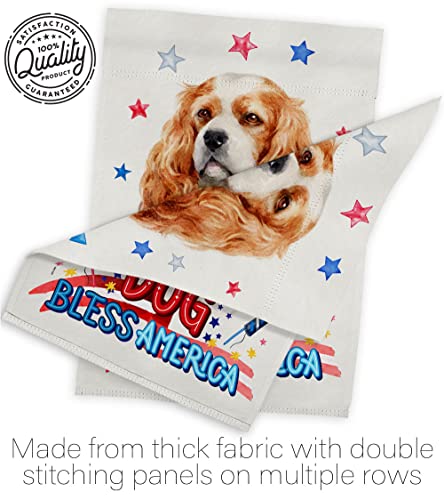 Breeze Decor Patriotic Cavalier King Spaniel Garden Flag-Set Wood Dowel Dog Puppy Spoiled Paw Canine Fur Pet Nature Farm Animal Creature House Banner Small Yard Gift Double-Sided, Made in USA