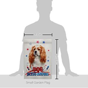 Breeze Decor Patriotic Cavalier King Spaniel Garden Flag-Set Wood Dowel Dog Puppy Spoiled Paw Canine Fur Pet Nature Farm Animal Creature House Banner Small Yard Gift Double-Sided, Made in USA