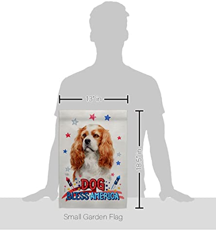 Breeze Decor Patriotic Cavalier King Spaniel Garden Flag-Set Wood Dowel Dog Puppy Spoiled Paw Canine Fur Pet Nature Farm Animal Creature House Banner Small Yard Gift Double-Sided, Made in USA