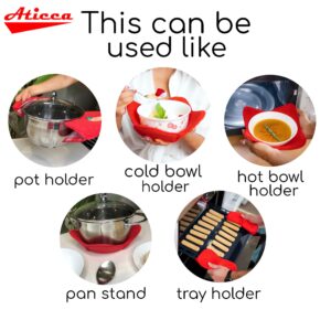 Aticca Microwave Bowl Cozy Holders for Hot Food Set of 4 Hot Pads for Bouillon Cups Multipurpose Heat Proof Plate Holder