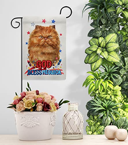 Breeze Decor Patriotic Tan Persian Garden Flag Set Wood Dowel Cat Kitten Meow Spoiled Paw Fur Pet Nature Farm Animal Creature House Banner Small Yard Gift Double-Sided, Made in USA