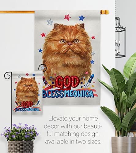 Breeze Decor Patriotic Tan Persian Garden Flag Set Wood Dowel Cat Kitten Meow Spoiled Paw Fur Pet Nature Farm Animal Creature House Banner Small Yard Gift Double-Sided, Made in USA