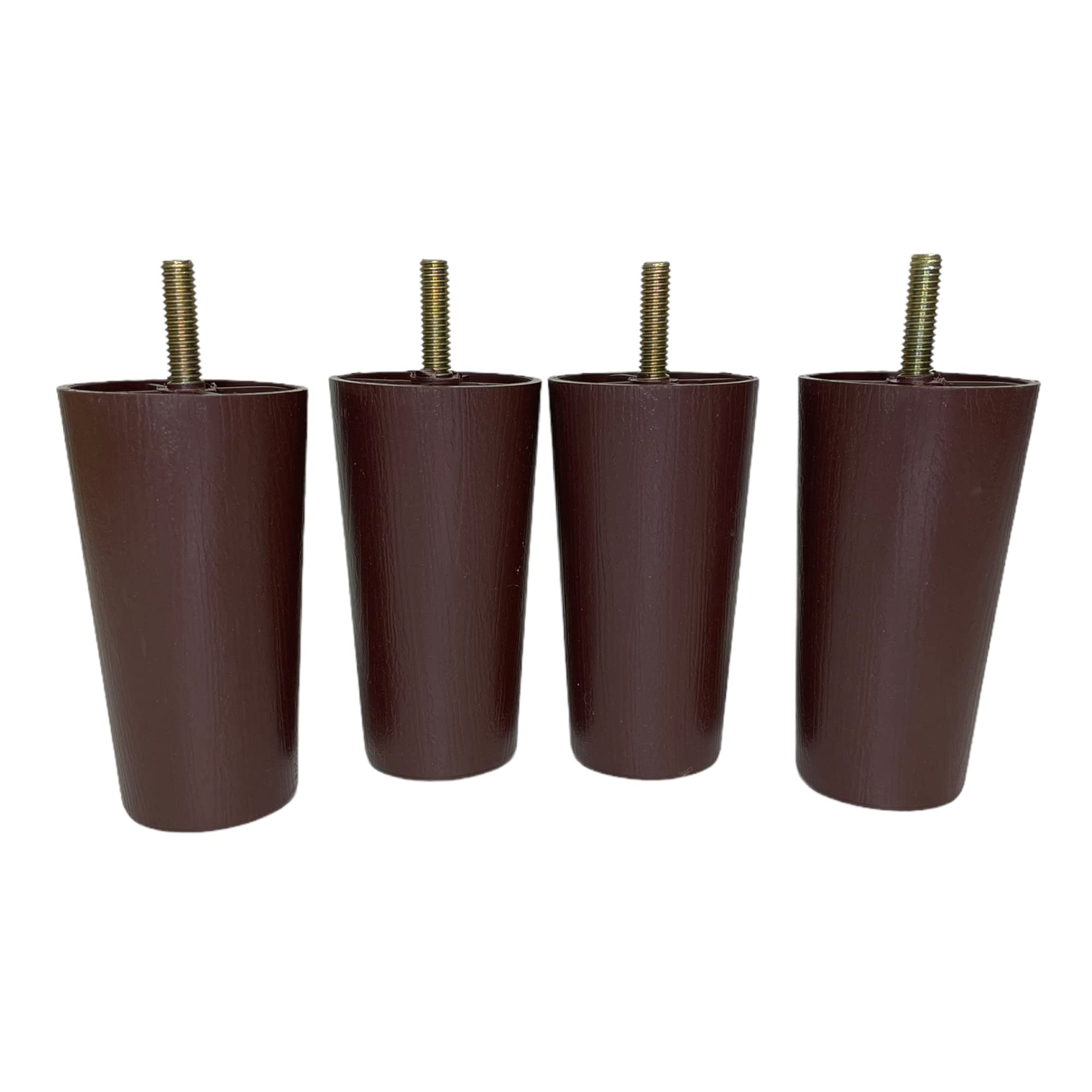 ProFurnitureParts 4" Inch Brown Round Tapered Plastic Sofa Couch Chair Legs Set of 4 (4.0)