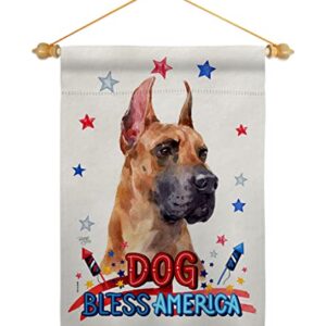 Breeze Decor Patriotic Fawn Dane Garden Flag Set Wood Dowel Dog Puppy Spoiled Paw Canine Fur Pet Nature Farm Animal Creature House Banner Small Yard Gift Double-Sided, Made in USA