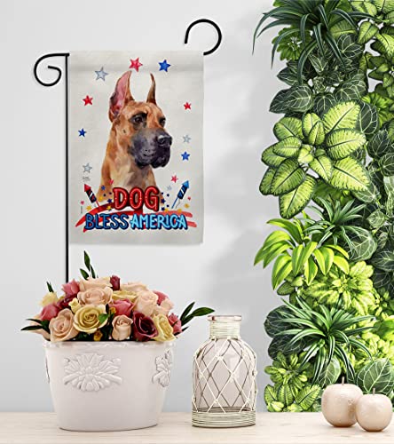 Breeze Decor Patriotic Fawn Dane Garden Flag Set Wood Dowel Dog Puppy Spoiled Paw Canine Fur Pet Nature Farm Animal Creature House Banner Small Yard Gift Double-Sided, Made in USA