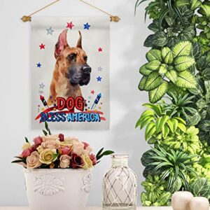 Breeze Decor Patriotic Fawn Dane Garden Flag Set Wood Dowel Dog Puppy Spoiled Paw Canine Fur Pet Nature Farm Animal Creature House Banner Small Yard Gift Double-Sided, Made in USA