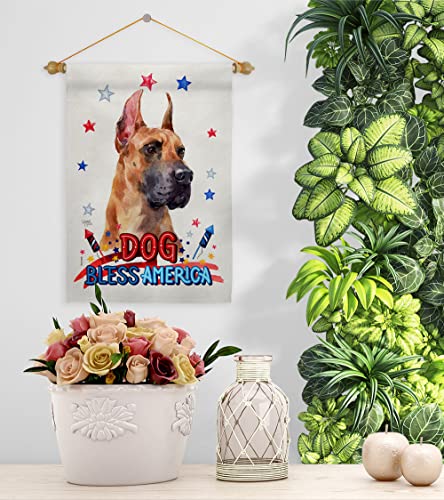 Breeze Decor Patriotic Fawn Dane Garden Flag Set Wood Dowel Dog Puppy Spoiled Paw Canine Fur Pet Nature Farm Animal Creature House Banner Small Yard Gift Double-Sided, Made in USA