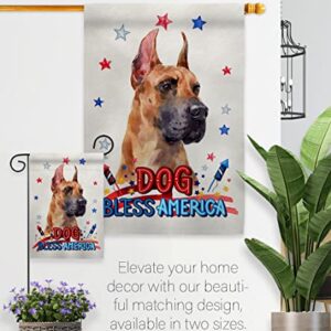 Breeze Decor Patriotic Fawn Dane Garden Flag Set Wood Dowel Dog Puppy Spoiled Paw Canine Fur Pet Nature Farm Animal Creature House Banner Small Yard Gift Double-Sided, Made in USA