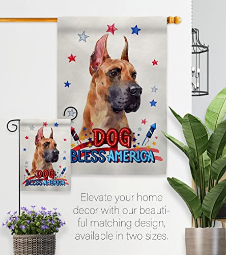 Breeze Decor Patriotic Fawn Dane Garden Flag Set Wood Dowel Dog Puppy Spoiled Paw Canine Fur Pet Nature Farm Animal Creature House Banner Small Yard Gift Double-Sided, Made in USA