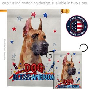 Breeze Decor Patriotic Fawn Dane Garden Flag Set Wood Dowel Dog Puppy Spoiled Paw Canine Fur Pet Nature Farm Animal Creature House Banner Small Yard Gift Double-Sided, Made in USA