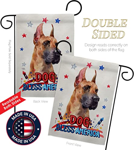 Breeze Decor Patriotic Fawn Dane Garden Flag Set Wood Dowel Dog Puppy Spoiled Paw Canine Fur Pet Nature Farm Animal Creature House Banner Small Yard Gift Double-Sided, Made in USA