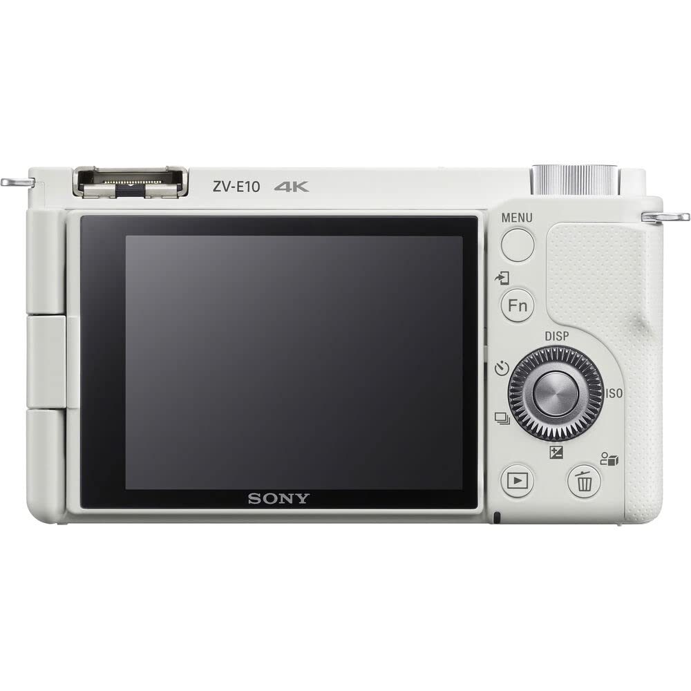 Sony ZV-E10 Mirrorless Camera (Body Only, White) (ILCZV-E10/W) + 64GB Card + Corel Photo Software + Bag + NPF-W50 Battery + External Charger + Card Reader + HDMI Cable + Flex Tripod + More (Renewed)