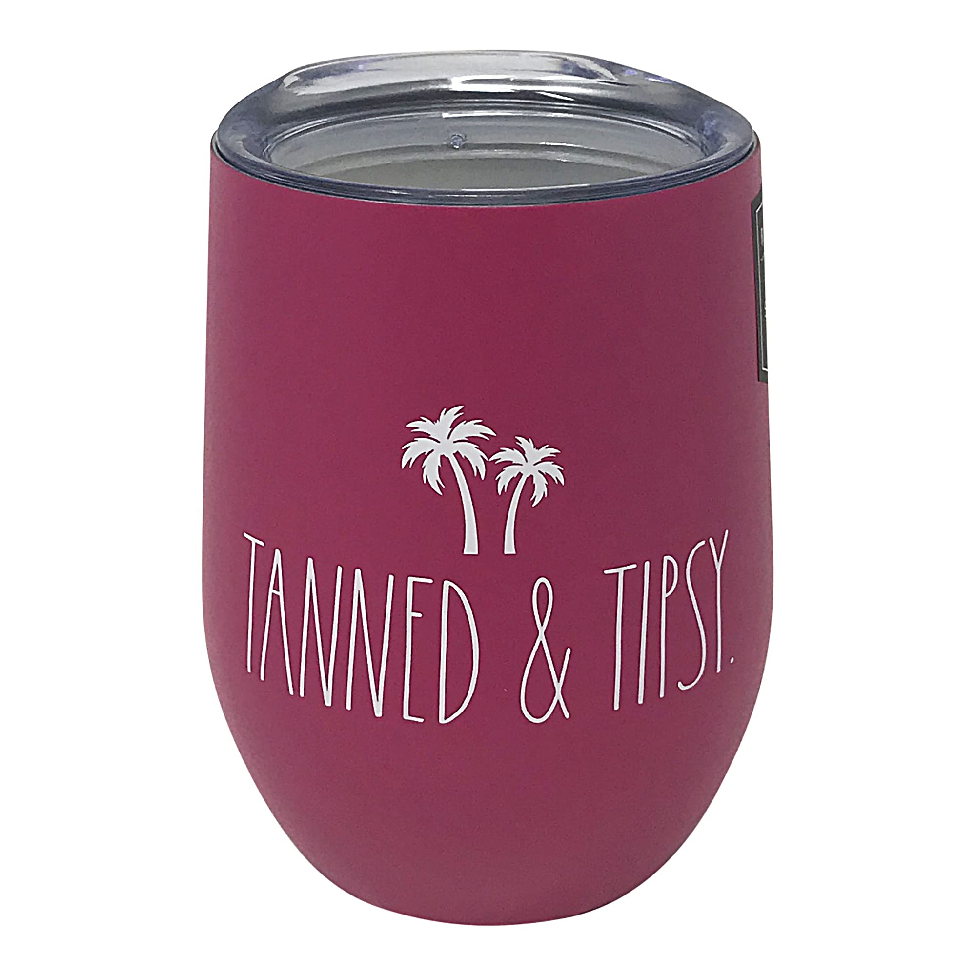 Rae Dunn Insulated Stainless Steel Wine Glass 12 oz. (Tanned & Tipsy/Magenta)