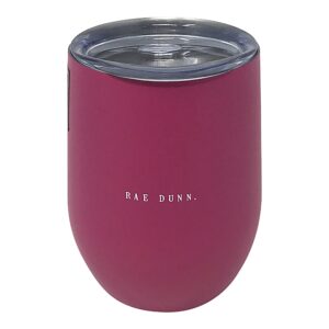 Rae Dunn Insulated Stainless Steel Wine Glass 12 oz. (Tanned & Tipsy/Magenta)