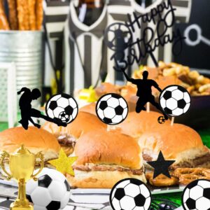 28 PCS Soccer Cake Topper Soccer Ball Player Cake Decorations for Soccer Birthday Party Sport Party Supplies