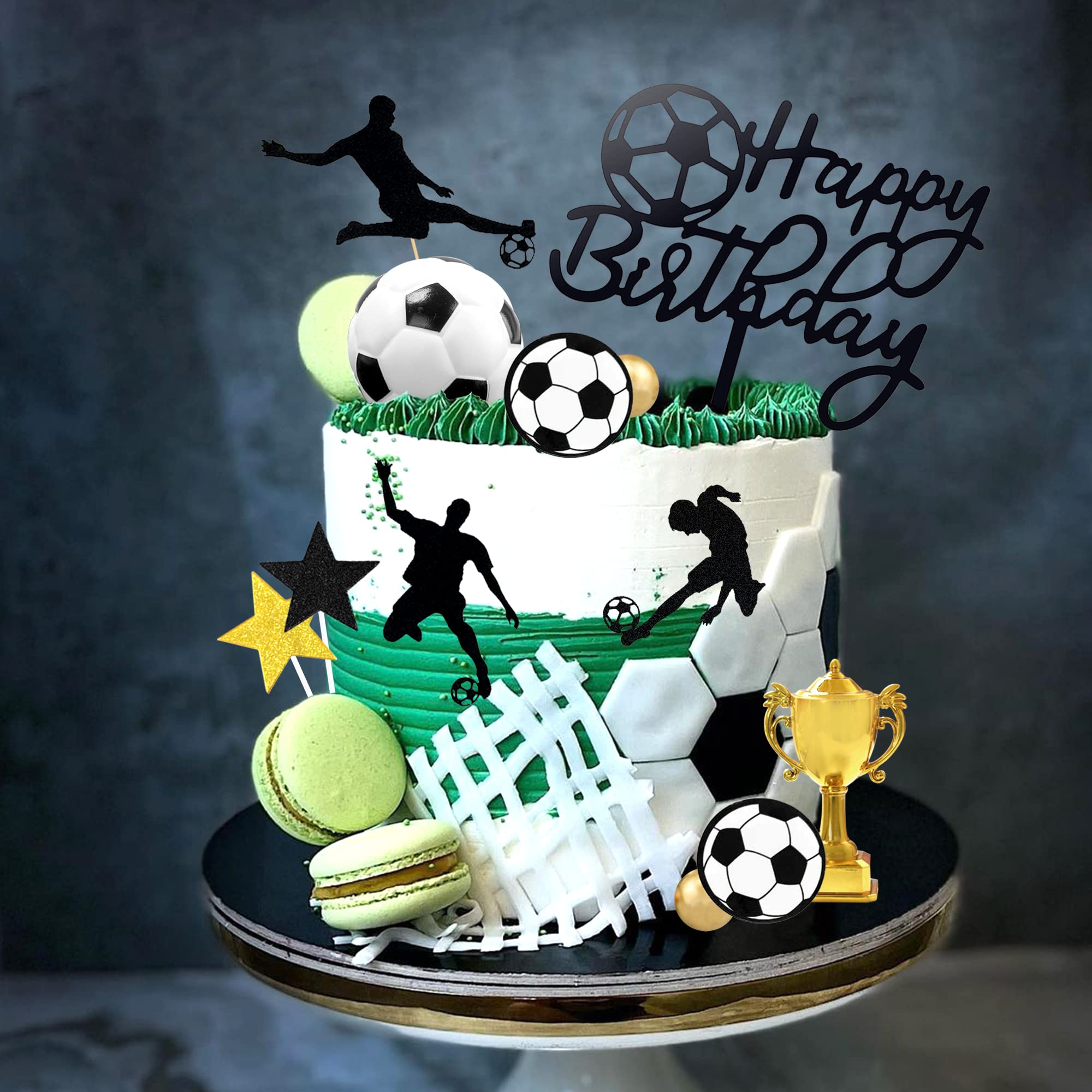 28 PCS Soccer Cake Topper Soccer Ball Player Cake Decorations for Soccer Birthday Party Sport Party Supplies