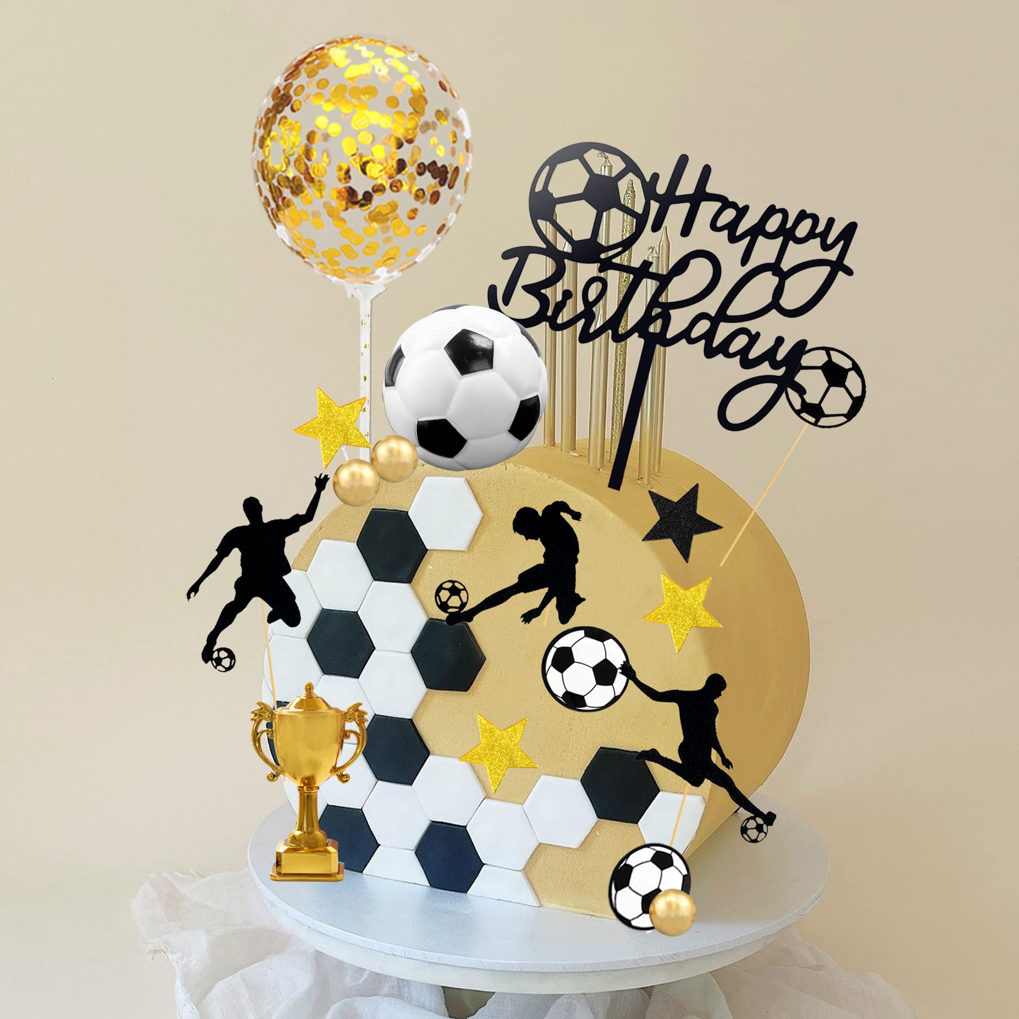 28 PCS Soccer Cake Topper Soccer Ball Player Cake Decorations for Soccer Birthday Party Sport Party Supplies