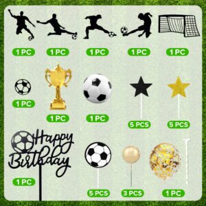 28 PCS Soccer Cake Topper Soccer Ball Player Cake Decorations for Soccer Birthday Party Sport Party Supplies