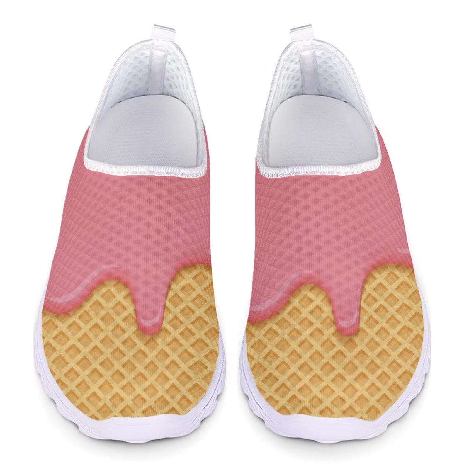 Veniyate Women Gym Sports Athletic Watr Shoes Quick Dry Beach Melting Ice Cream Pattern Aqua Slip on Flats for Outdoor Sandals Footwear